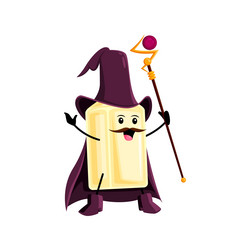 Cartoon halloween burrito tex mex food wizard Vector Image