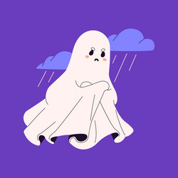 Sad ghost with tiara weeping upset spook cry Vector Image