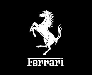 Ferrari brand logo car symbol name yellow design Vector Image