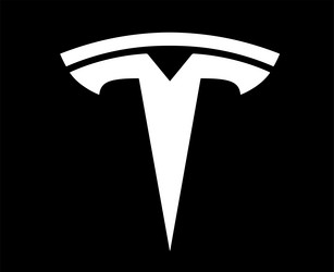 Tesla brand logo car symbol red and white design Vector Image