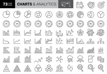 Charts and graphs icons infochart block diagram Vector Image