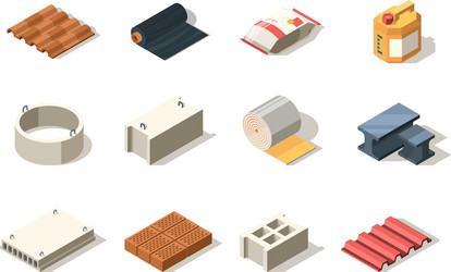 Building and construction materials icon set Vector Image