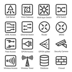 Network devices icon set Royalty Free Vector Image