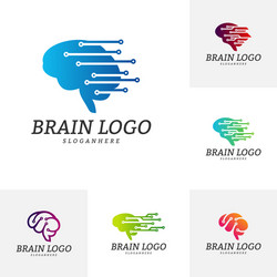 Tech mind logo design template brain Royalty Free Vector