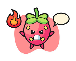 Scared strawberry fruit icon cartoon Royalty Free Vector