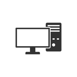 Pc computer icon in flat style desktop on white Vector Image