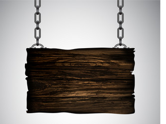 Wooden sign suspended on chains Royalty Free Vector Image