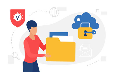 Data analysis landing page database cloud storage Vector Image