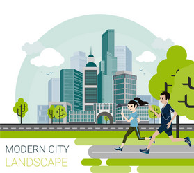 Modern city cartoon style Royalty Free Vector Image