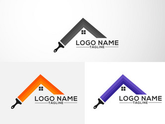 Modern house painting logo design color logo Vector Image