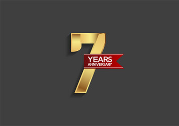 7 years golden anniversary logotype Royalty Free Vector