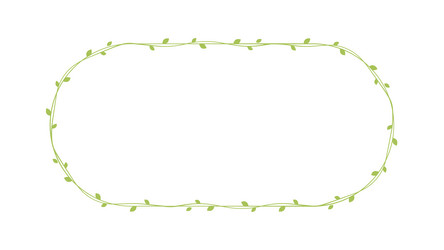 Oval green vine with red flowers frame border Vector Image