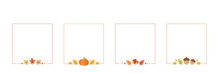 Cute round autumn frame border set fall Royalty Free Vector