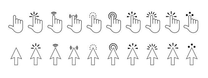 Arrow cursor hand cursor click indicator Vector Image
