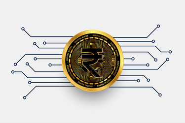 Digital currency indian rupee symbol on golden Vector Image
