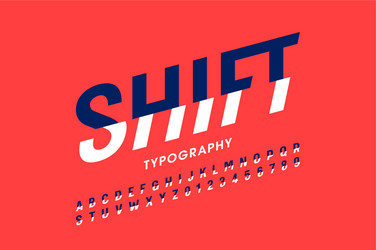Modern shift font alphabet letters and numbers Vector Image