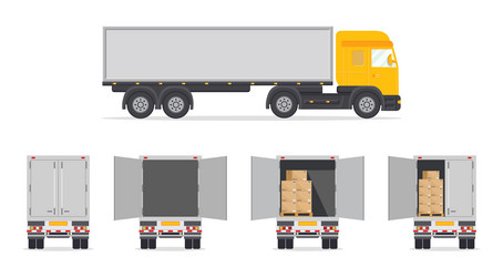 Truck logistic back delivery van open Royalty Free Vector