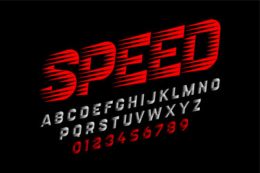 Top speed style font alphabet and numbers Vector Image