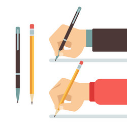 Hand writing on paper with pen flat cartoon Vector Image