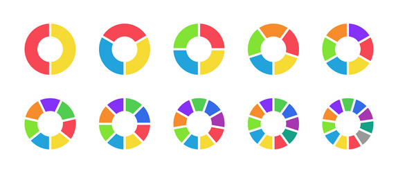 Diagram or pie chart set with 123456 sections Vector Image