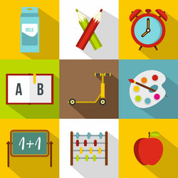 Kindergarten symbol icons set in flat style Vector Image