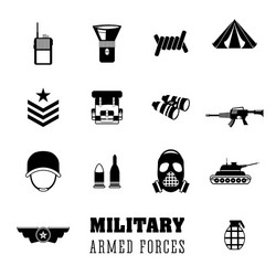 Military and army design element icon set Vector Image