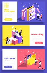 Onboarding isometric banners set Royalty Free Vector Image