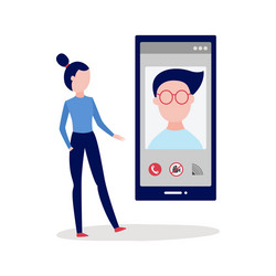 Young woman call center operator Royalty Free Vector Image