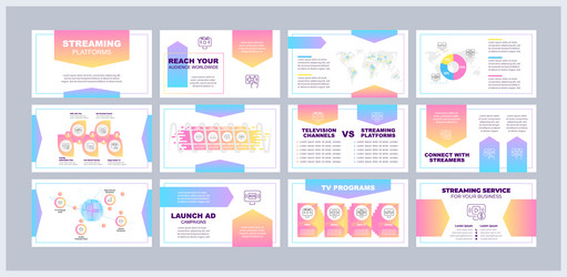 Streaming platforms presentation templates set Vector Image