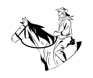 Cowboy hand draw rodeo Royalty Free Vector Image