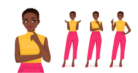 Woman thinking making idea Royalty Free Vector Image