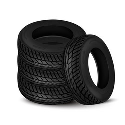 Black rubber tires with tool and sign realistic Vector Image