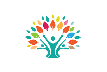 Creative colorful people tree logo Royalty Free Vector Image