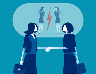 Person are shaking hands on inside and fight Vector Image