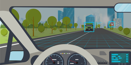 Future autonomous vehicle driverless car interior Vector Image