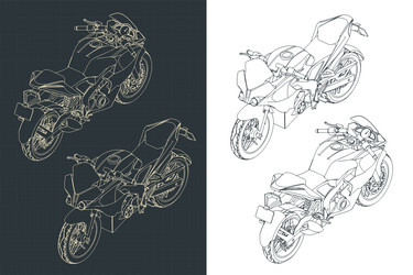 Sports motorcycle blueprints Royalty Free Vector Image