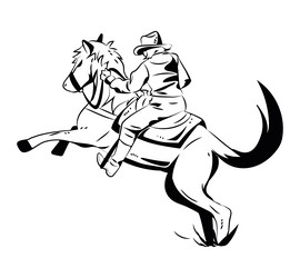 Cowboy hand draw rodeo Royalty Free Vector Image
