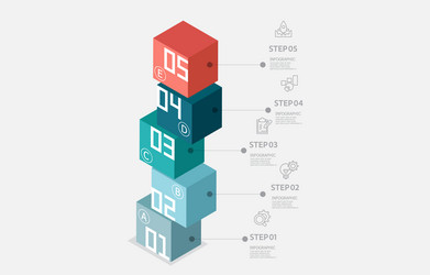 Cube isometric infographics timeline element Vector Image