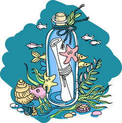 Beach and bottle Royalty Free Vector Image - VectorStock