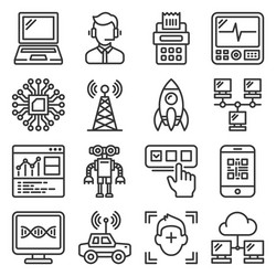 Innovation future technology icon set in thin Vector Image