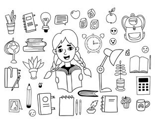 Educational doodles cute girl with large Vector Image