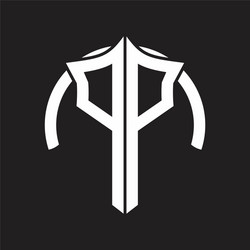 Pp logo with circle rounded negative space design Vector Image