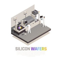 Semiconductor chip production isometric set Vector Image