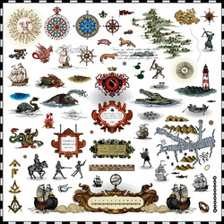 Antique map elements Royalty Free Vector Image