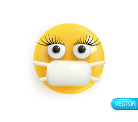 Smile emoji wearing face mask coronavirus Vector Image