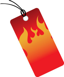 Circular tag with fire flame Royalty Free Vector Image