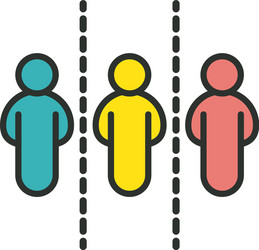 Humans silhouettes distance social line and fill Vector Image