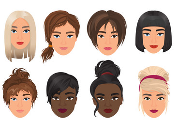 Woman realistic detailed avatar set Royalty Free Vector
