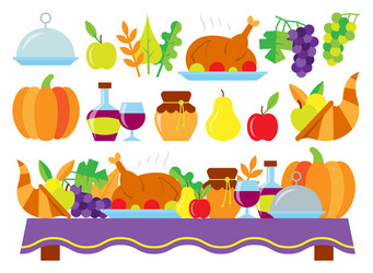 Happy thanksgiving day card with holiday objects Vector Image