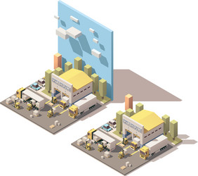Logistics isometric icons set with cargo trucks Vector Image